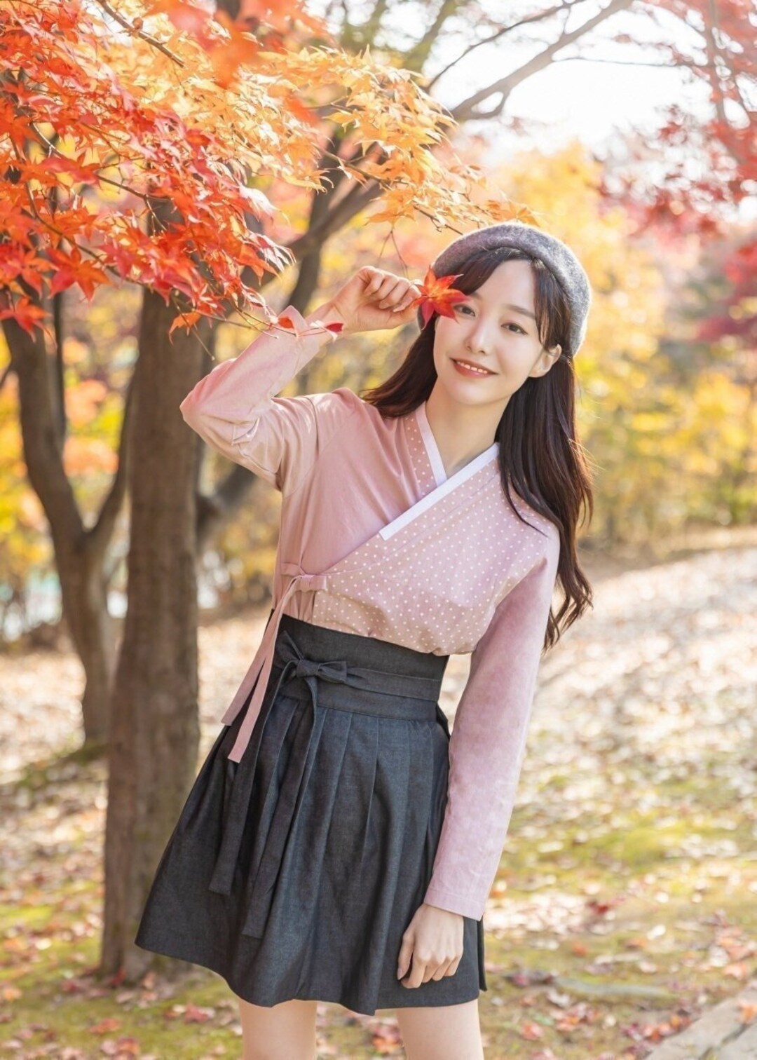 Hanbok Women Wrap Style Mini Skirt, Beautiful Korean Modern Hanbok ...