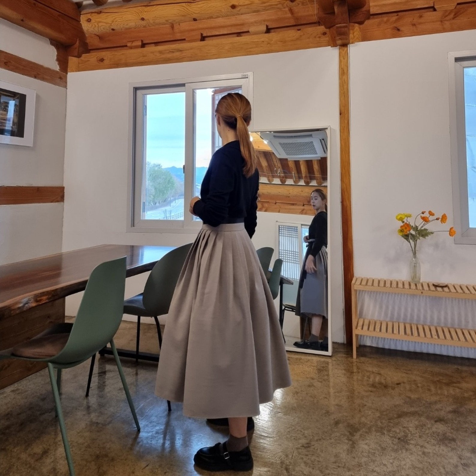 Hanbok Women Wrap Skirt With Buttons, Korean Modern Hanbok Casual Party ...