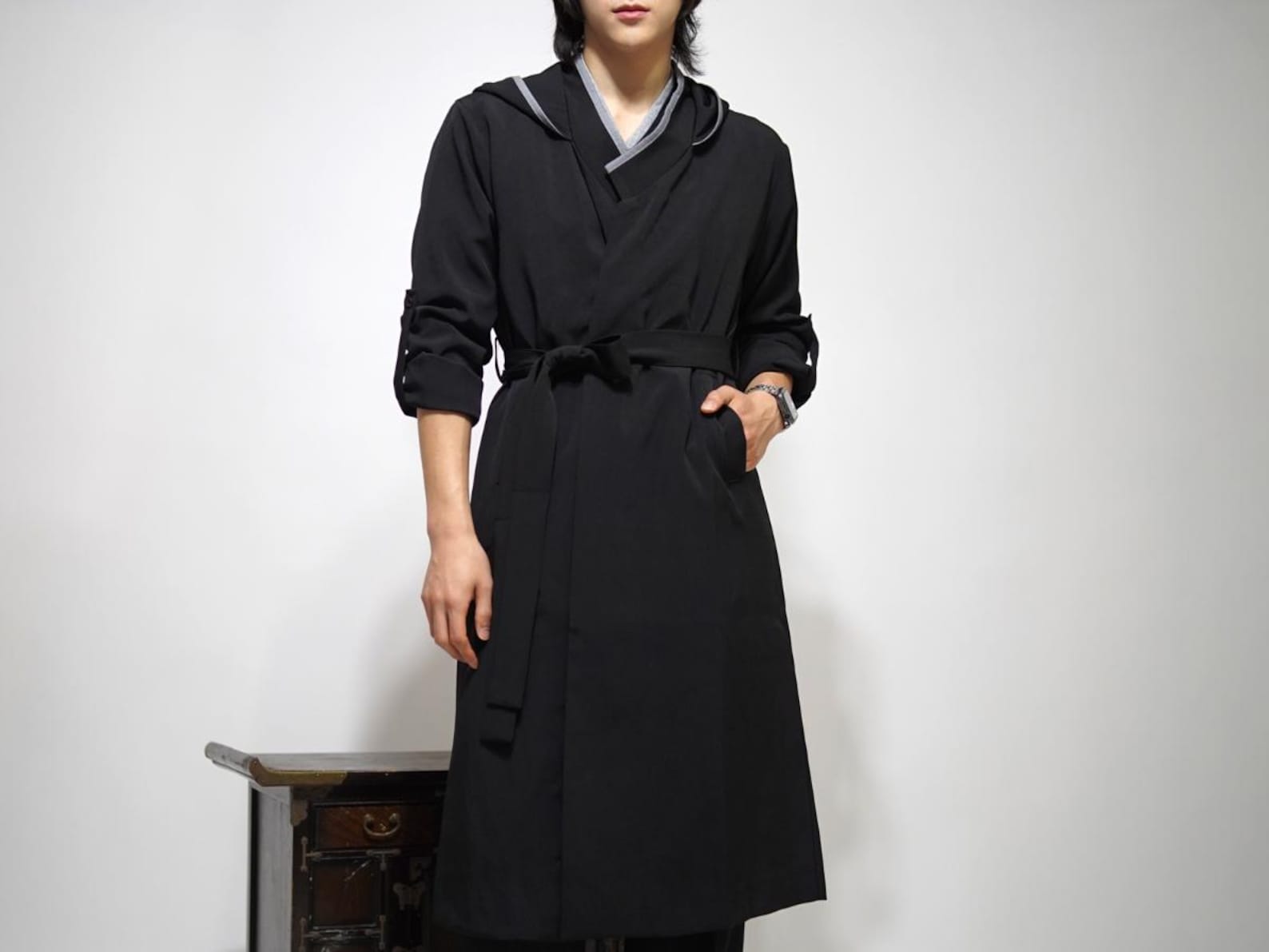 Hanbok Hooded Durumagi Jacket for Men, Korean Modern Hanbok Trench Coat ...