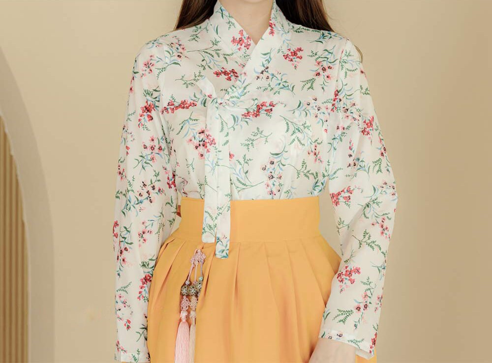 Hanbok Women Blouse Jeogori Top Flower Pattern Korean Modern - Etsy