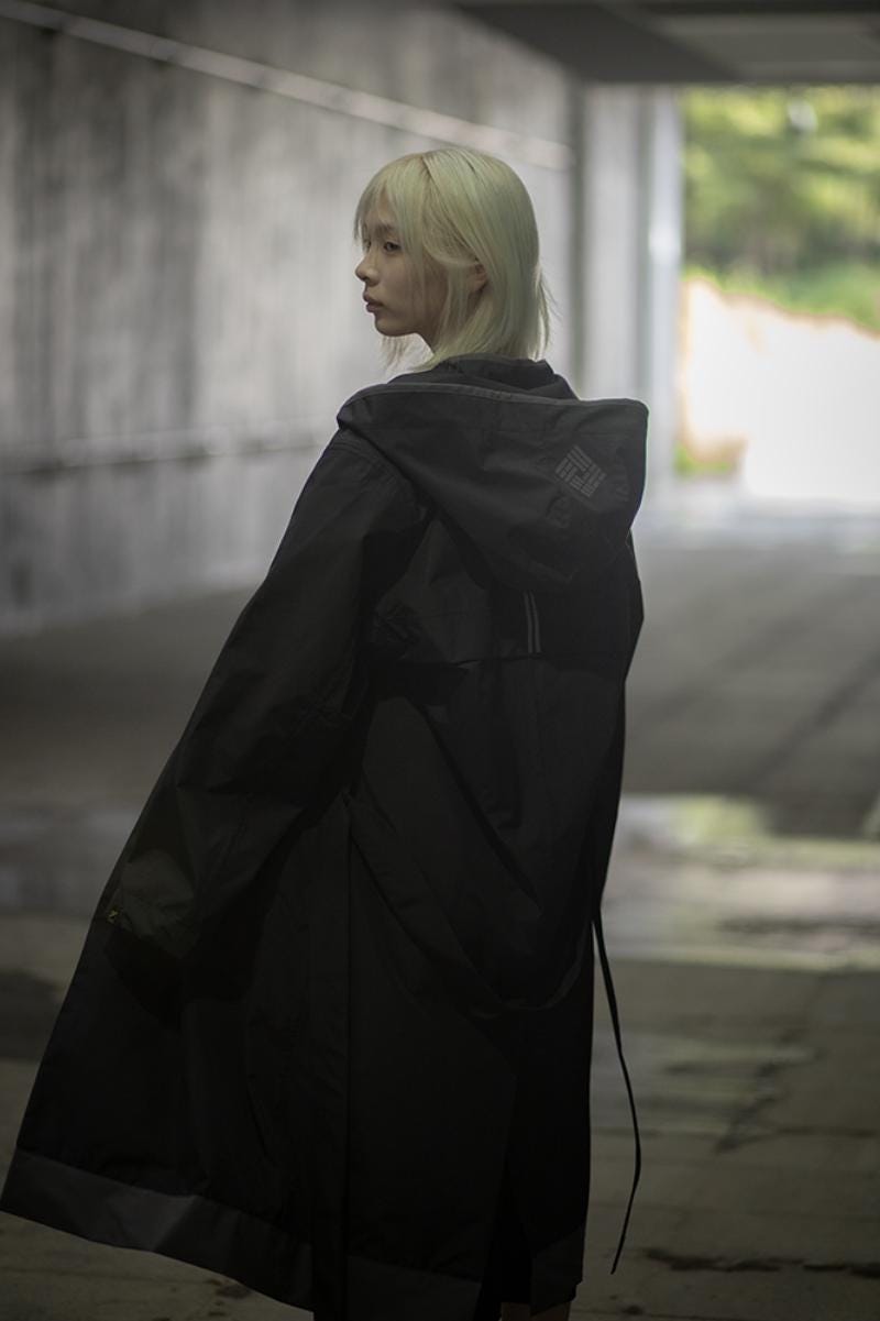 Modern Hanbok Raincoat, Black Hooded Korean Durumagi Trench Coat ...