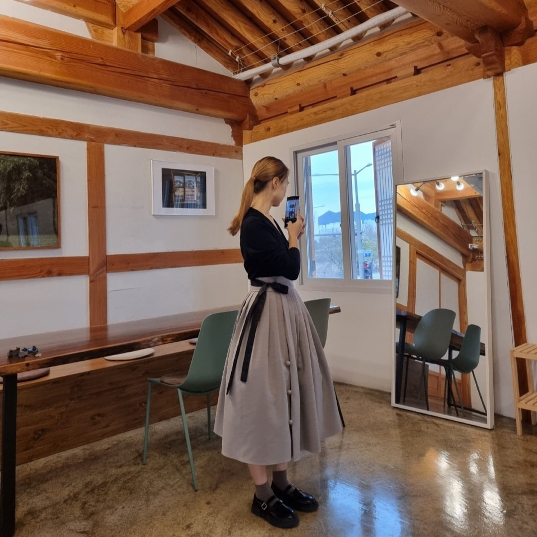 Hanbok Women Wrap Skirt With Buttons, Korean Modern Hanbok Casual Party ...