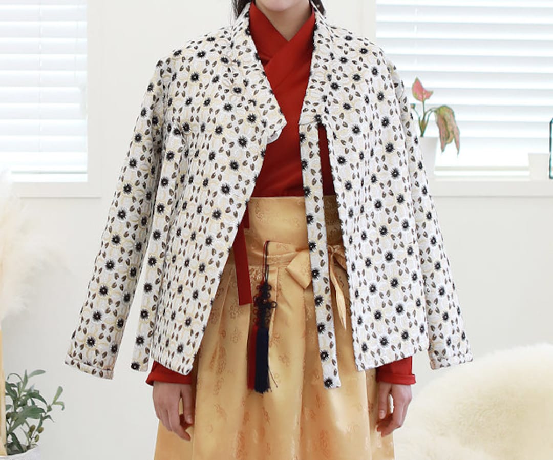 Hanbok Traditional Pattern Jacket Top for Women, Korean Modern Hanbok ...