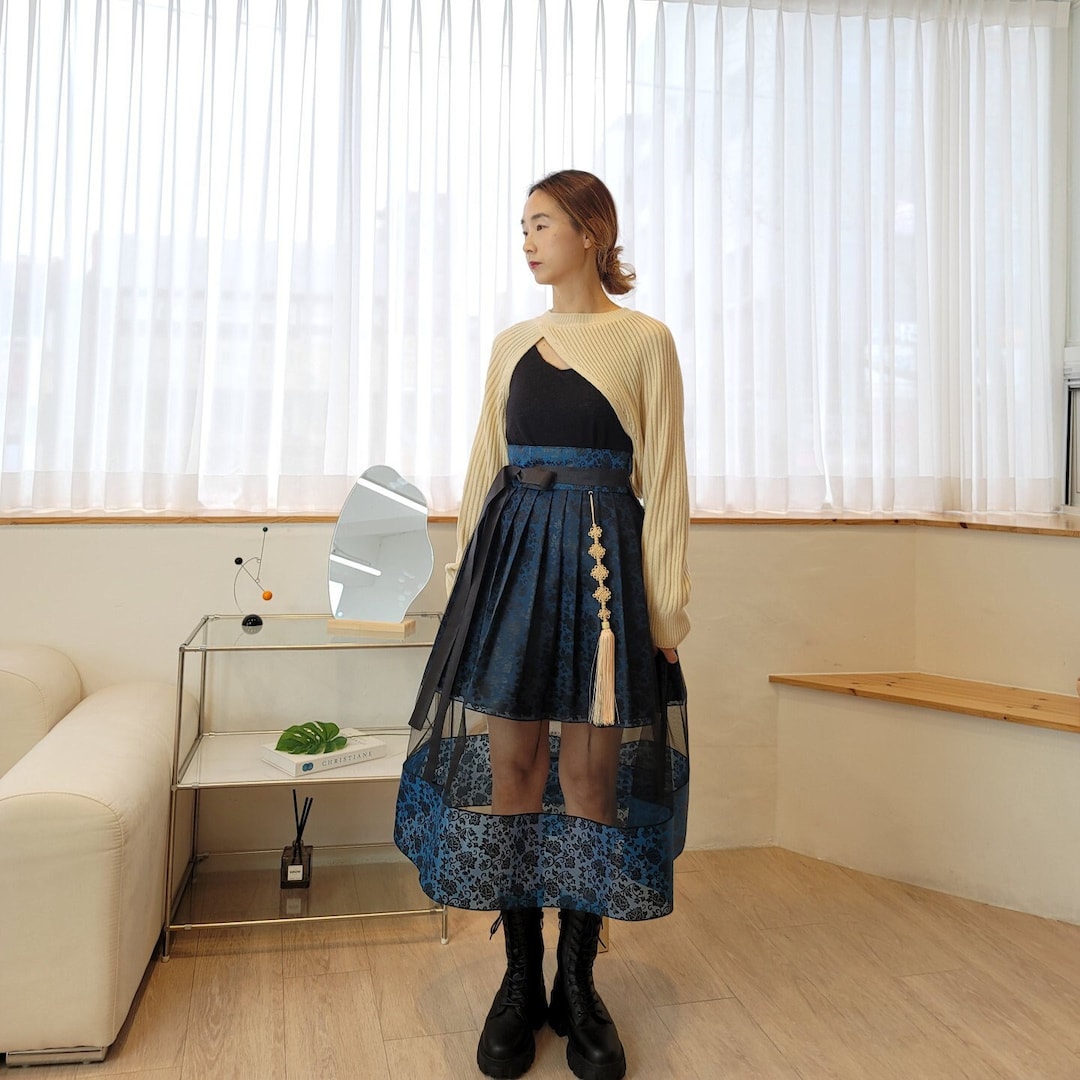 Hanbok Women Wrap Style 3 Layers Skirt, Beautiful Korean Modern Hanbok ...
