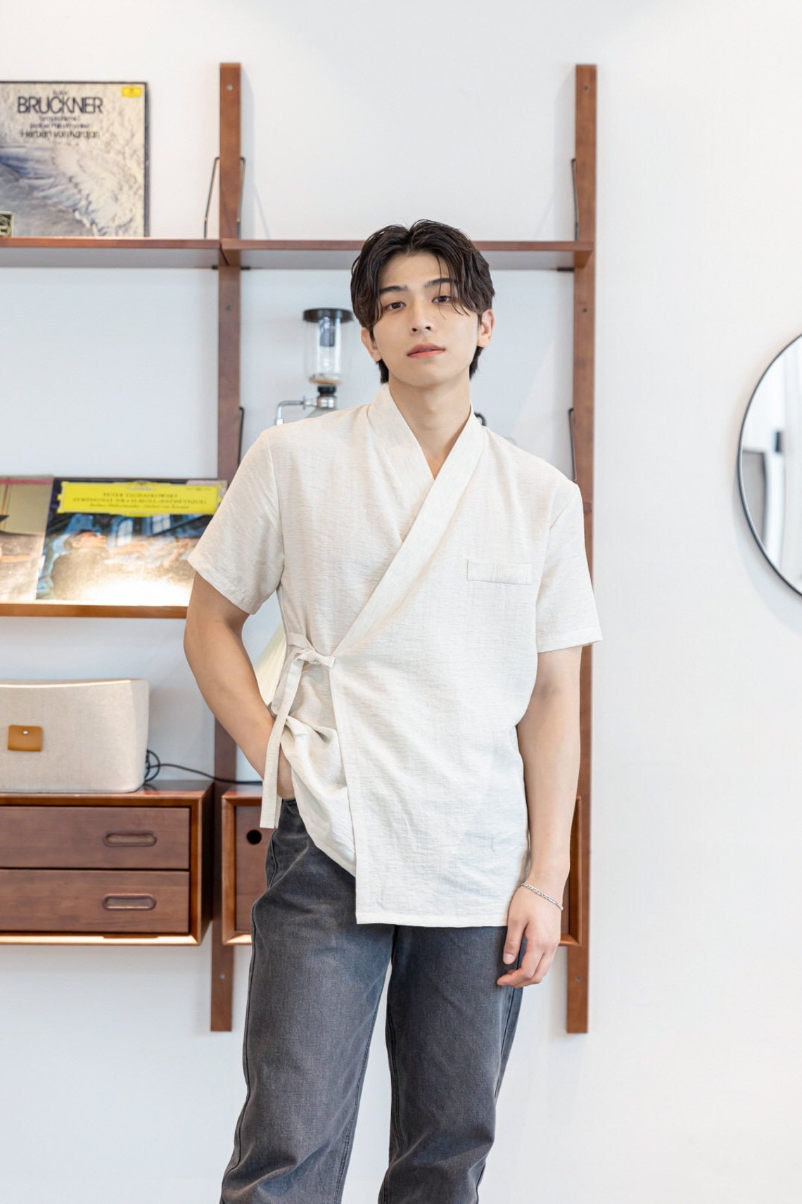 Hanbok Linen Shirt for Men Korean Modern Hanbok Short Sleeve - Etsy