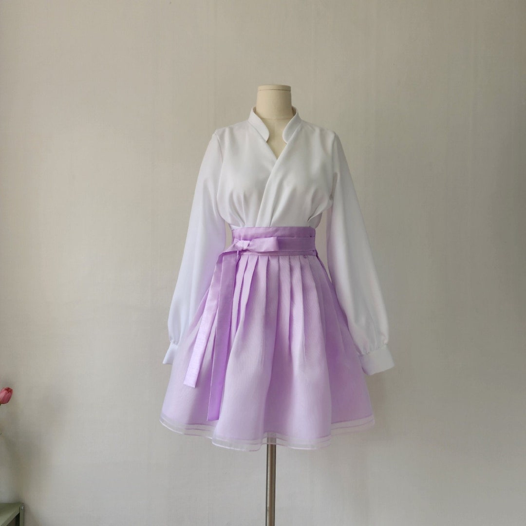 Hanbok Women Wrap Mini Skirt, Beautiful Korean Modern Hanbok Casual ...