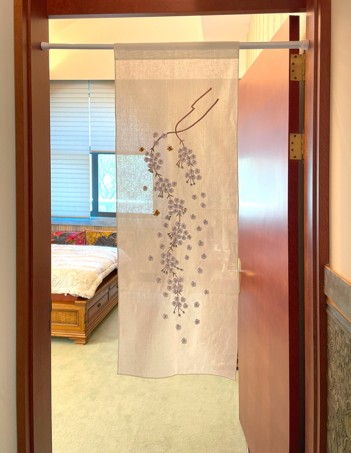 Korean Embroidery Hemp Curtain/ Korea Traditional Wall Deco, Korean ...