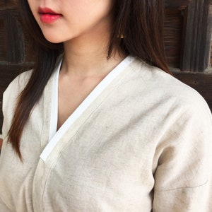 Hanbok Women Linen Dress, Korean Modern Hanbok 3/4sleeve Dress, Korea ...