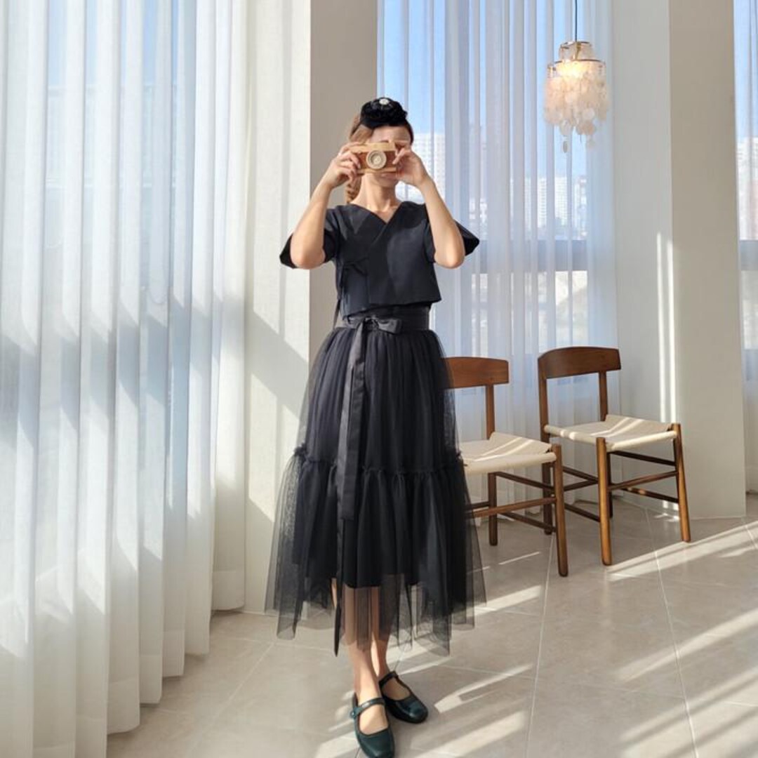 Hanbok Women Wrap Skirt, Elegant Korean Modern Hanbok Wrap Skirt With ...