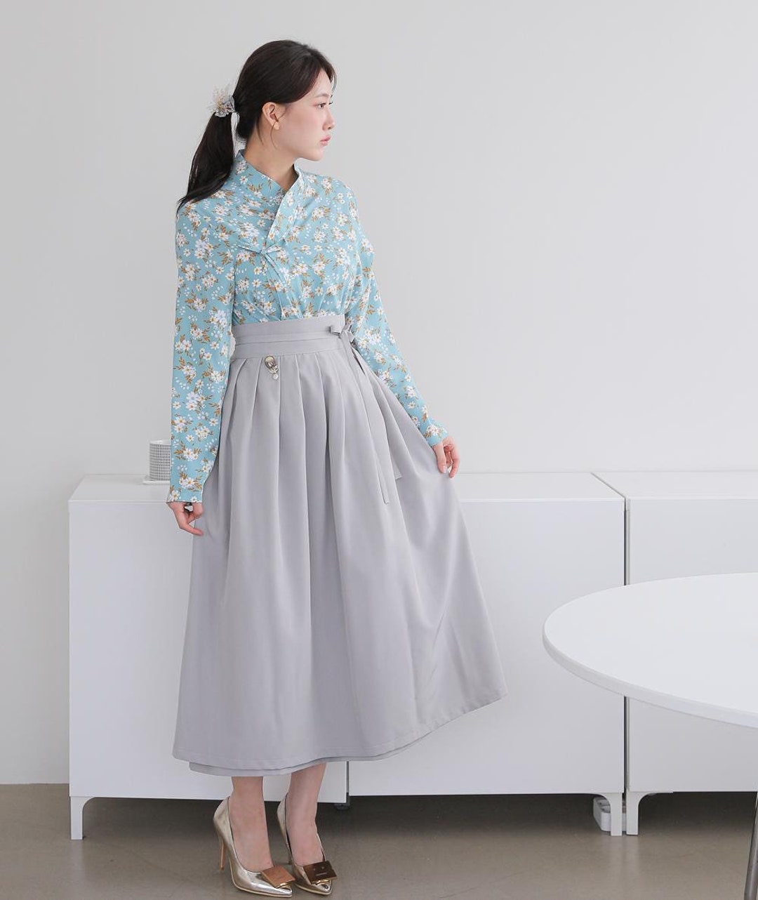 Hanbok Women Wrap Skirt, Beautiful Korean Modern Hanbok Casual Party ...