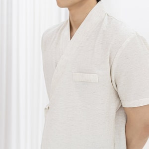 Hanbok Linen Shirt for Men, Korean Modern Hanbok Short Sleeve Top ...