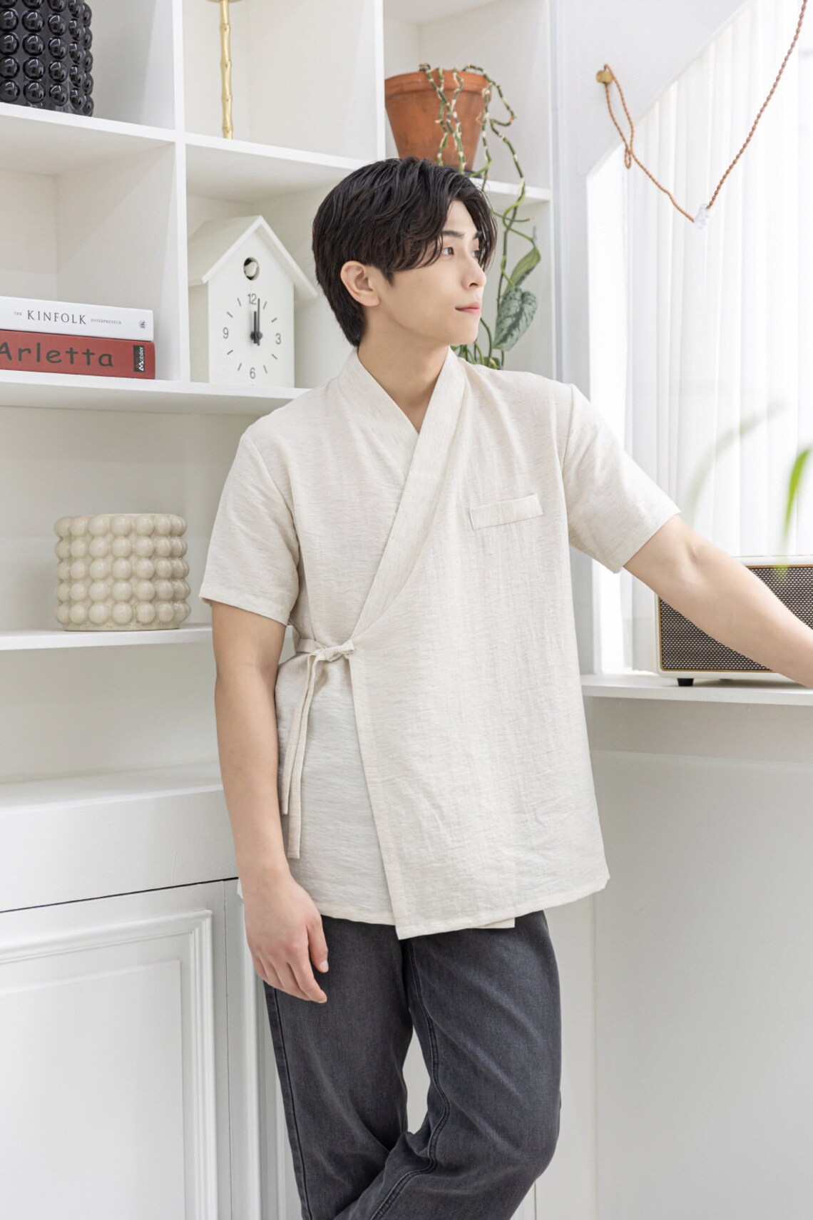 Hanbok Linen Shirt for Men Korean Modern Hanbok Short Sleeve - Etsy