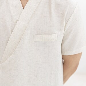 Hanbok Linen Shirt for Men, Korean Modern Hanbok Short Sleeve Top ...