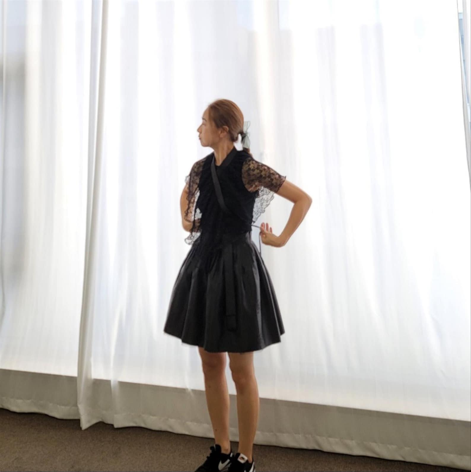 Hanbok Women Mini Wrap Skirt, Shimmer Black Modern Hanbok Short Skirt ...