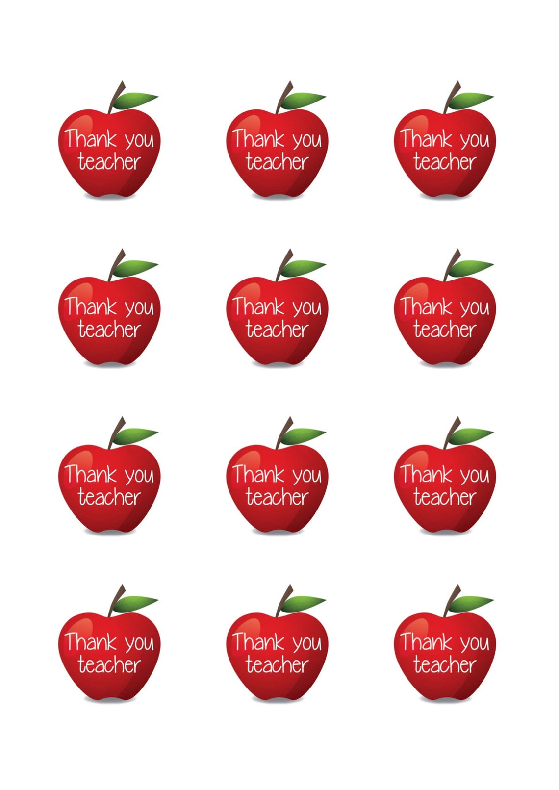 12 X Pre Cut Thank You Teacher Edible Cupcake Cake Toppers Etsy