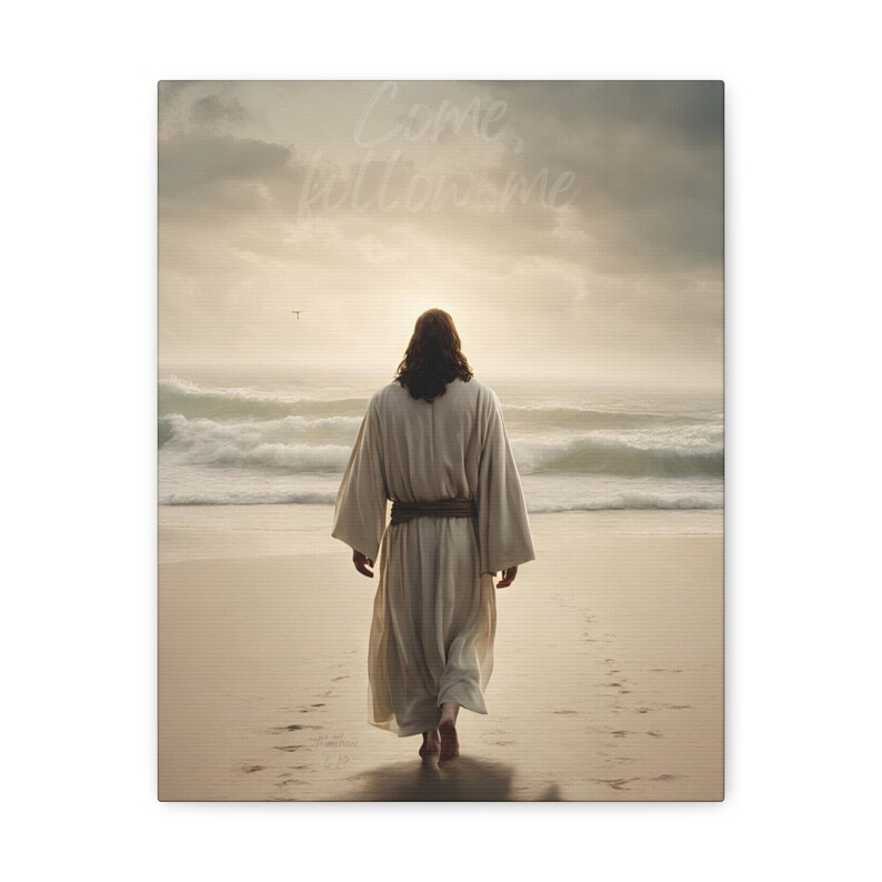 Come Follow Me. Jesus Walking on Beach. Footprints. Christian Wall Art ...