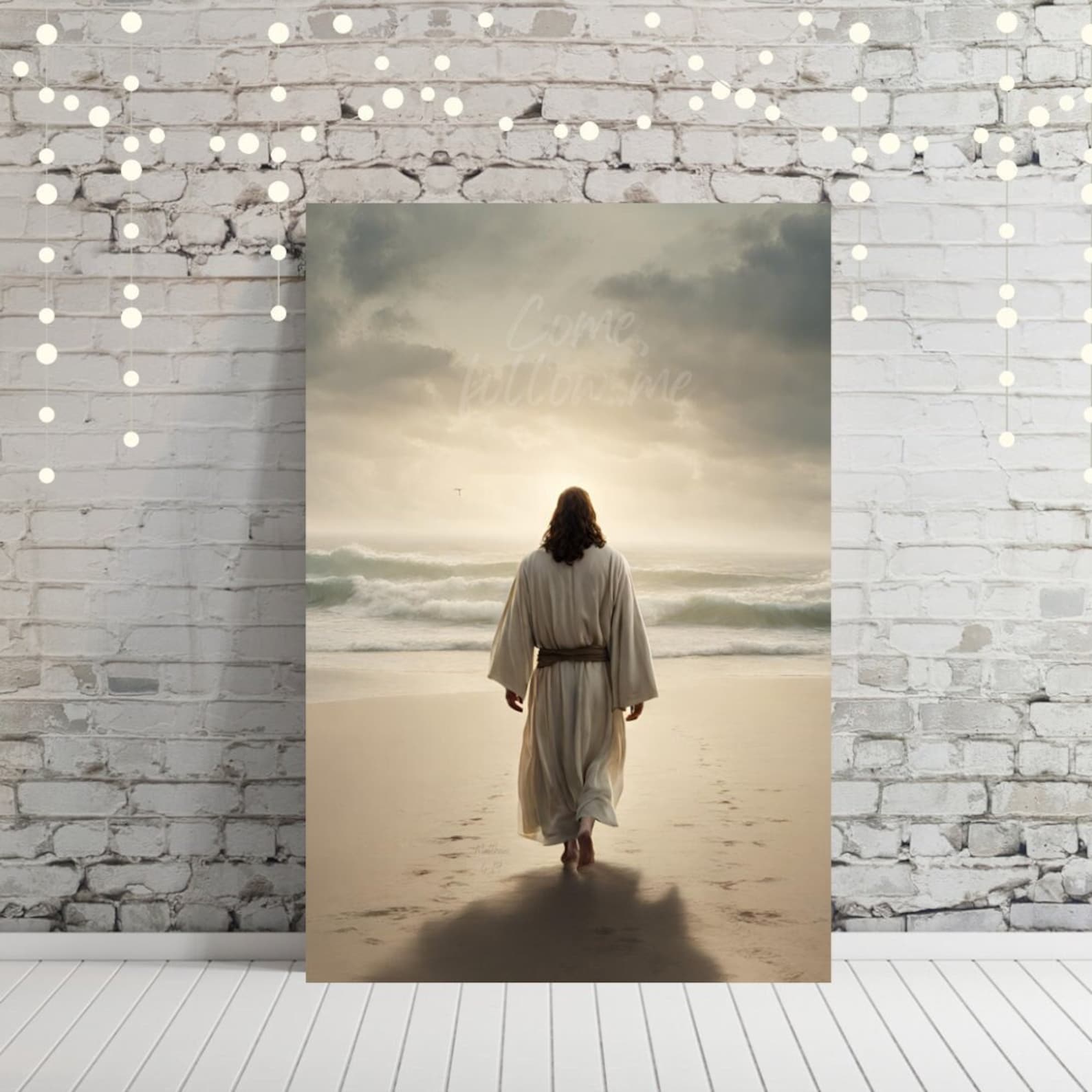 Come Follow Me. Jesus Walking on Beach. Footprints. Christian Wall Art ...