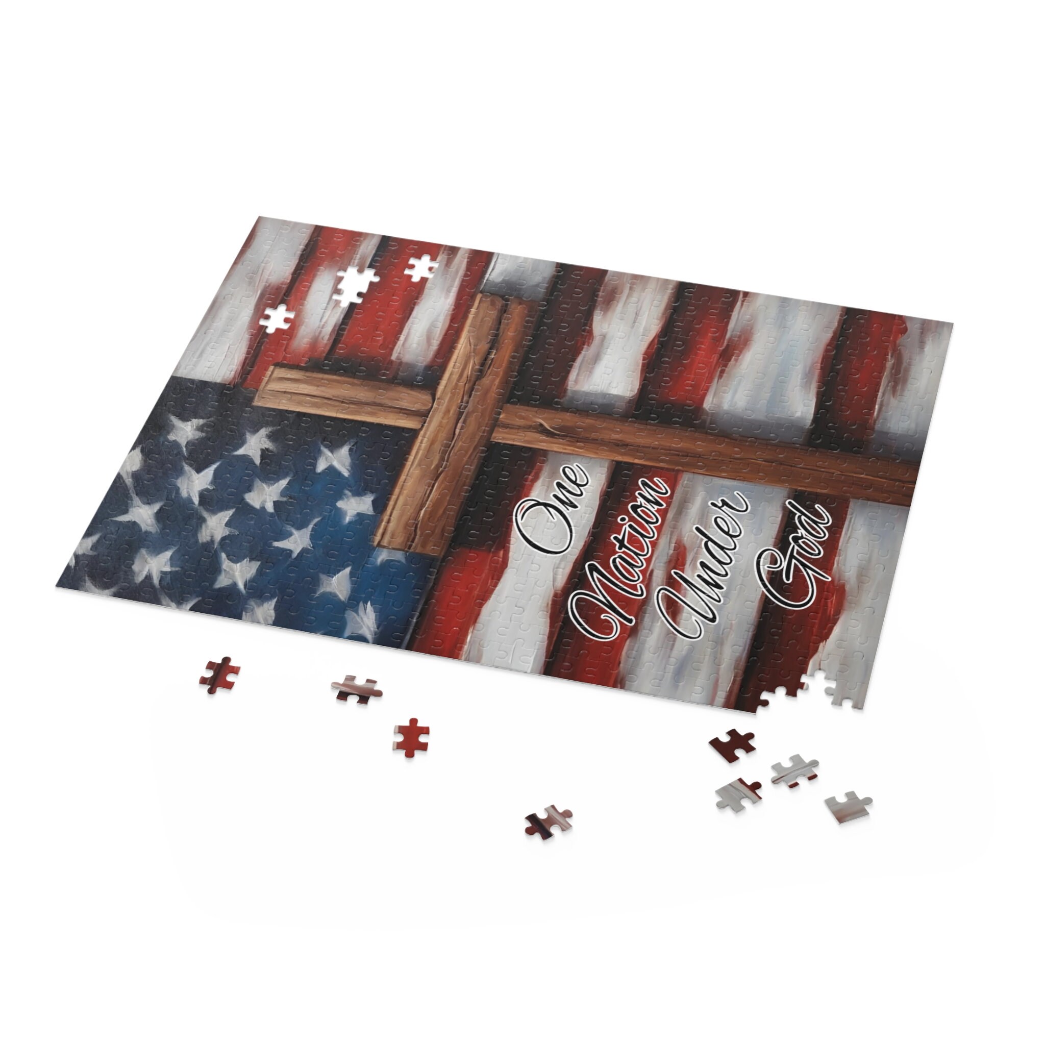 One Nation Under God Puzzle 120, 252, 500 American Flag Puzzle ...