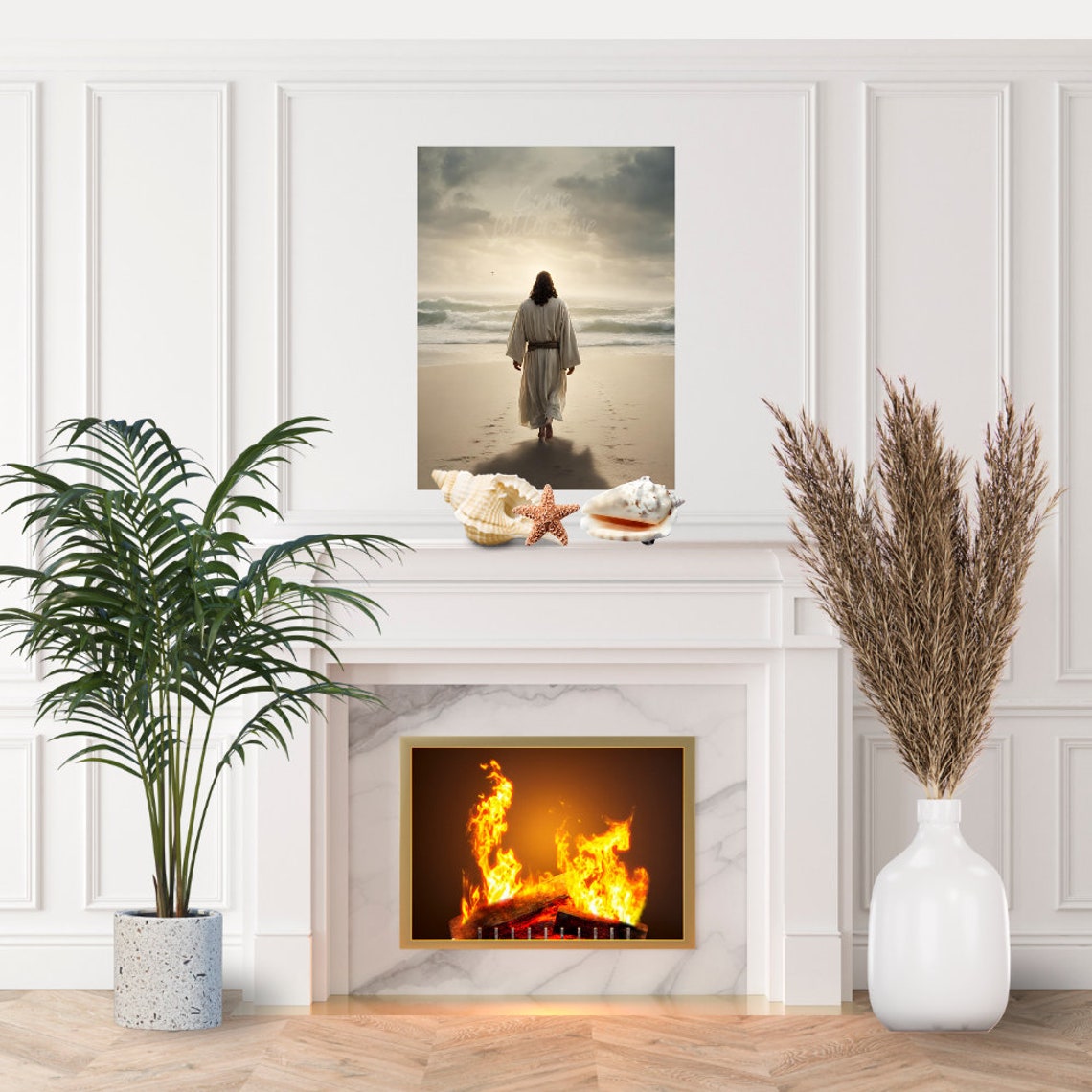 Jesus Christ Wall Art Gift for Christian Beach Wall Art Canvas Gift for ...