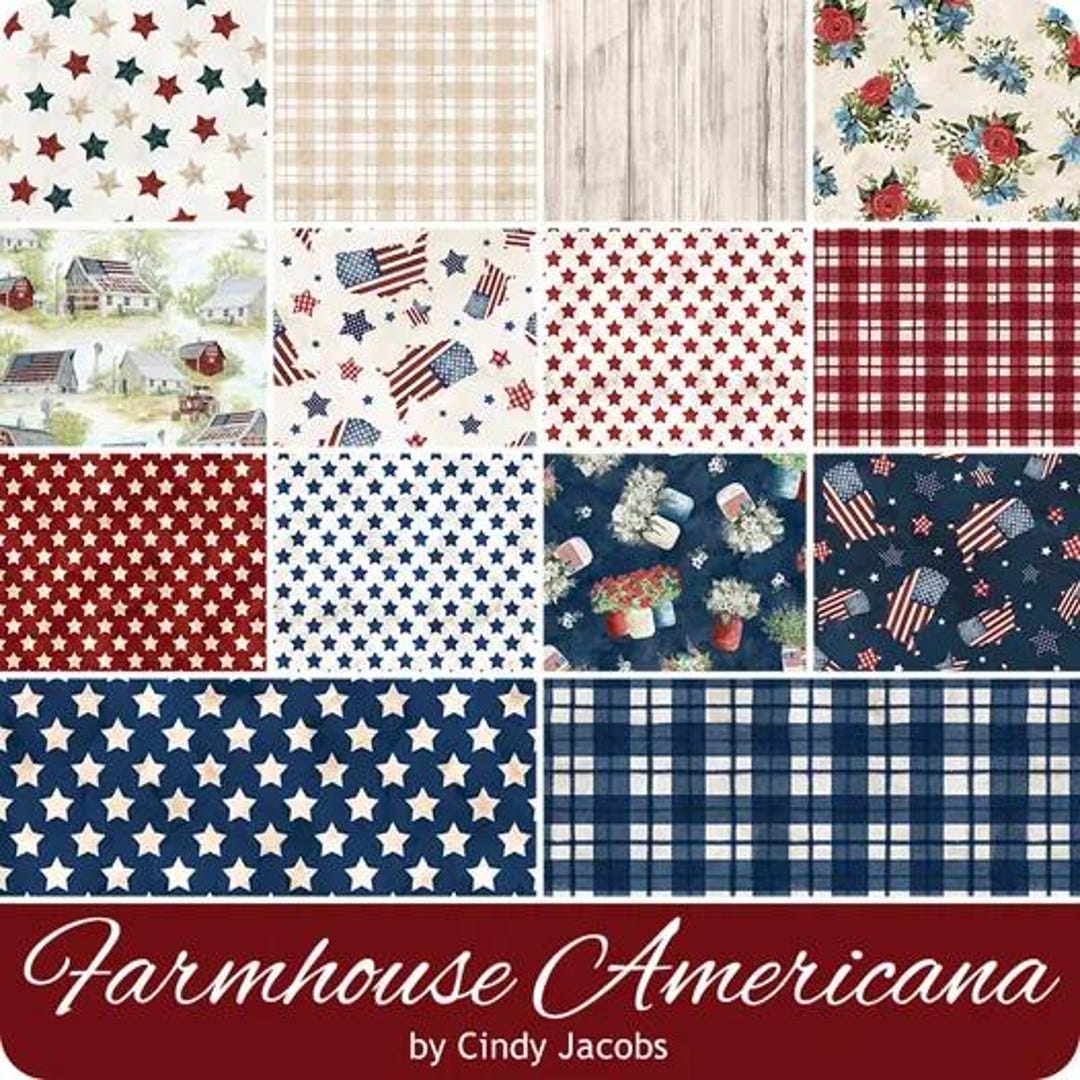 Farmhouse Americana 14 Fat Quarter Bundle by Cindy Jacobs for P and B ...