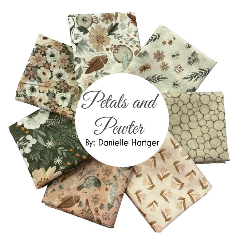 Petals and Pewter - 7 Fat Quarter Bundle by Danielle Hartgers for Blank ...