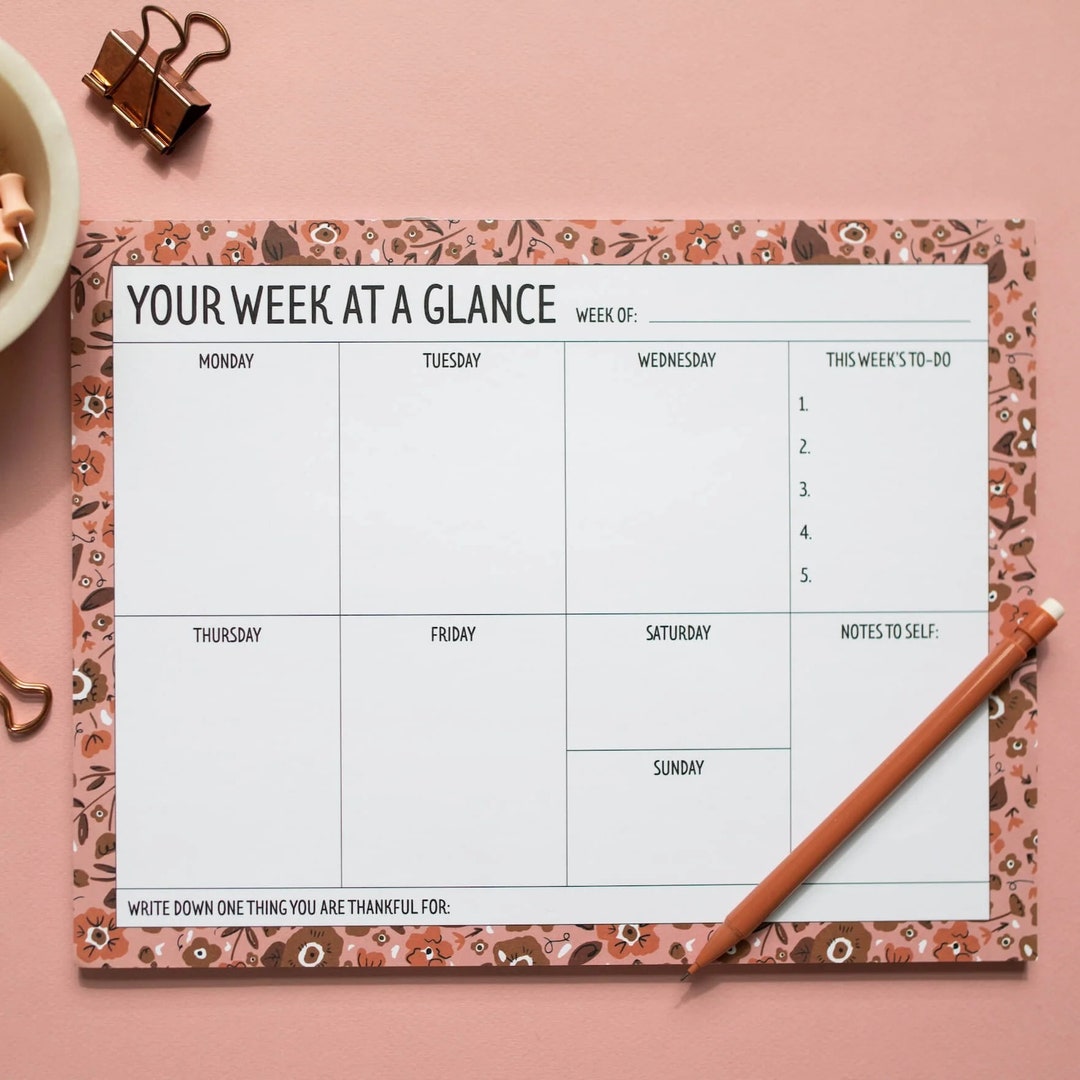 Weekly Planner Notepad Calico GB NP2113 Gingiber#1 - Etsy