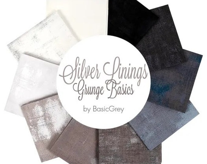 Silver Linings Grunge Basics 10 Fat Quarter Bundle by Basic Grey Moda ...