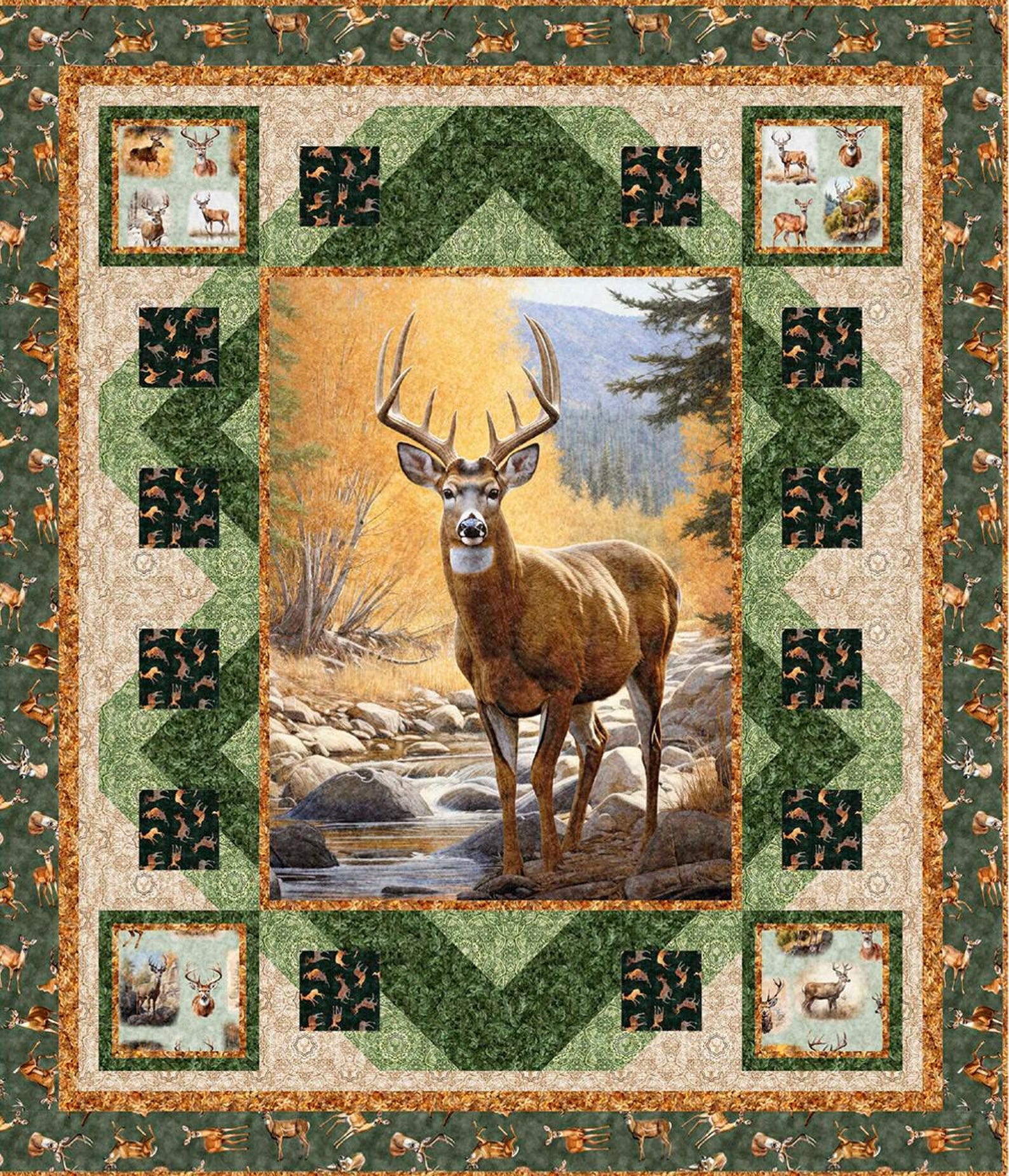Buck Wild Forest Denizen Quilt Kit 50" X 58" - Etsy