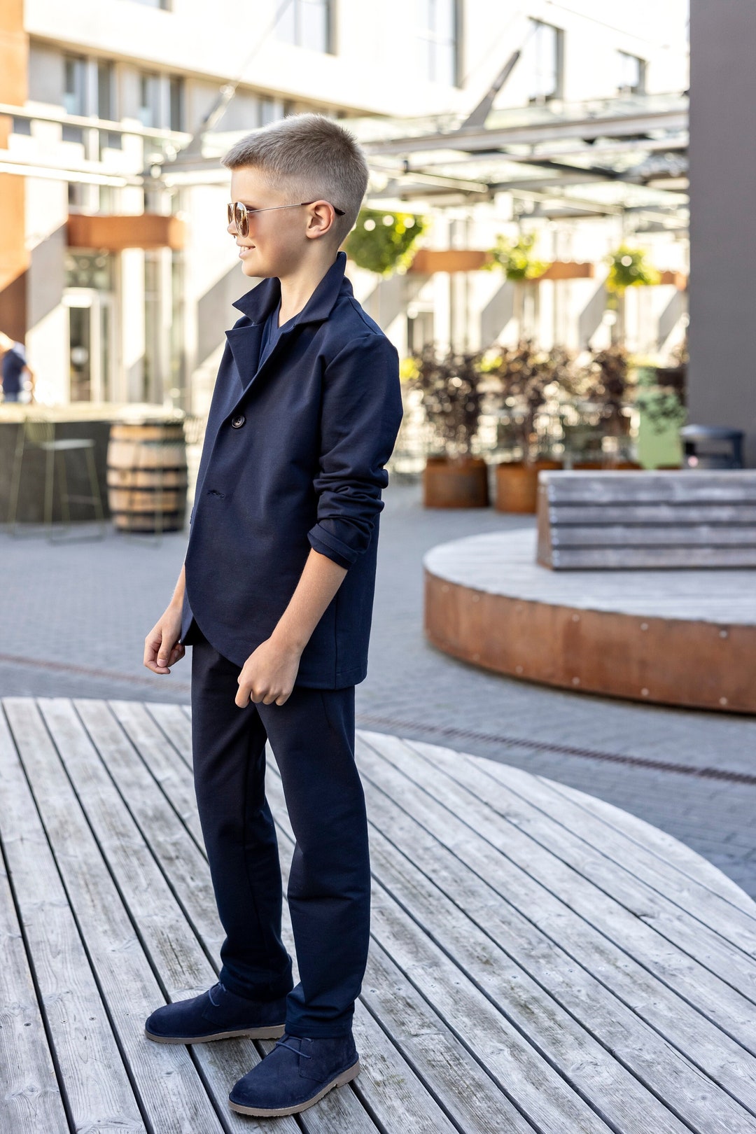 Navy Blue 2-piece Suit, Boy Formal Suit, Boys Wedding Suits, First ...