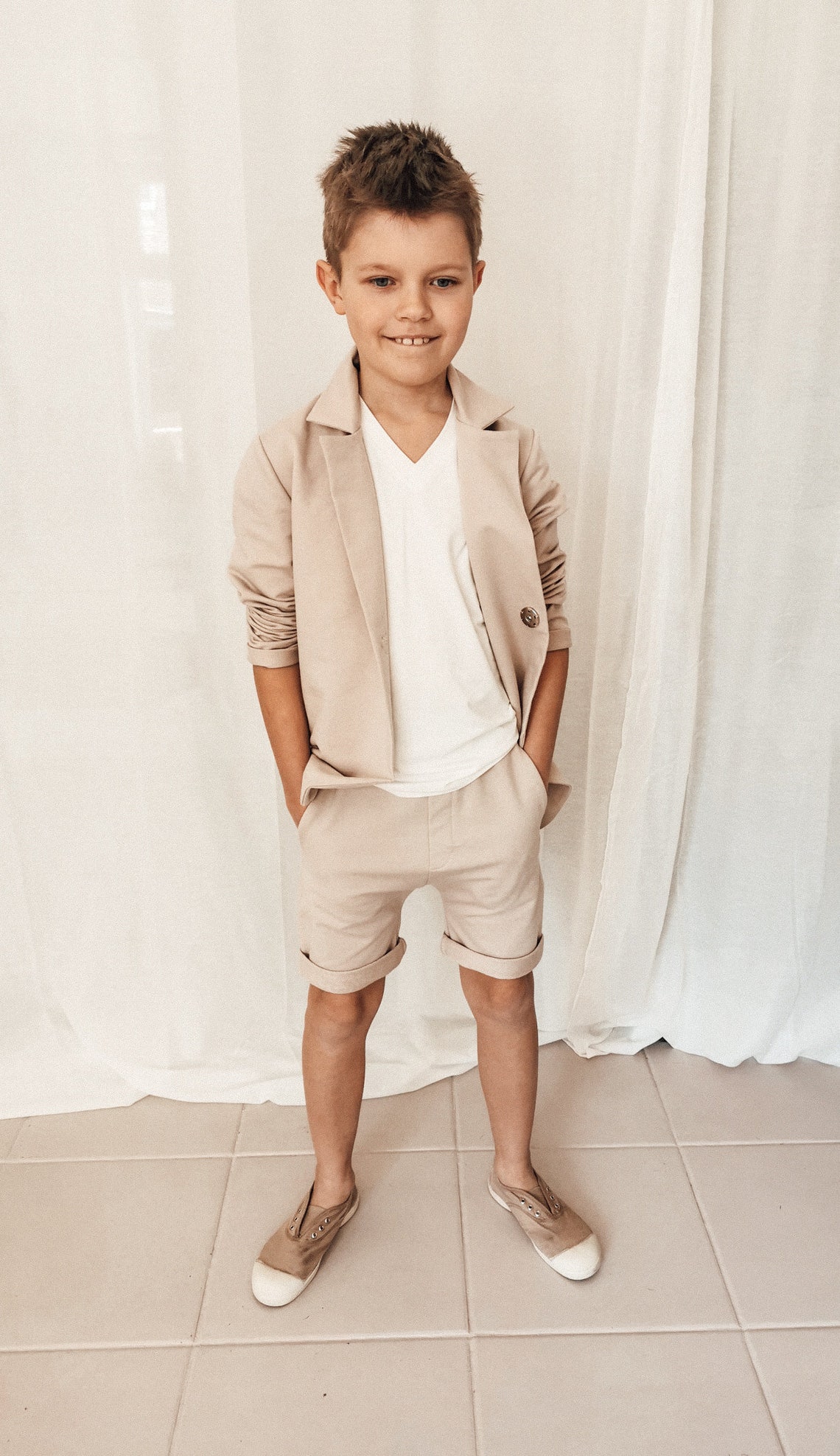 Beige First Communion Suit Boy Wedding Suit - Etsy