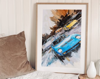 Car Posters Dynamic Vintage Ford and Ferrari Powerful Cool - Etsy