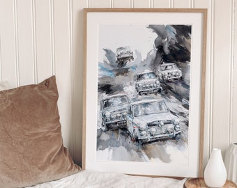 Car Posters Dynamic Vintage Ford and Ferrari Powerful Cool - Etsy