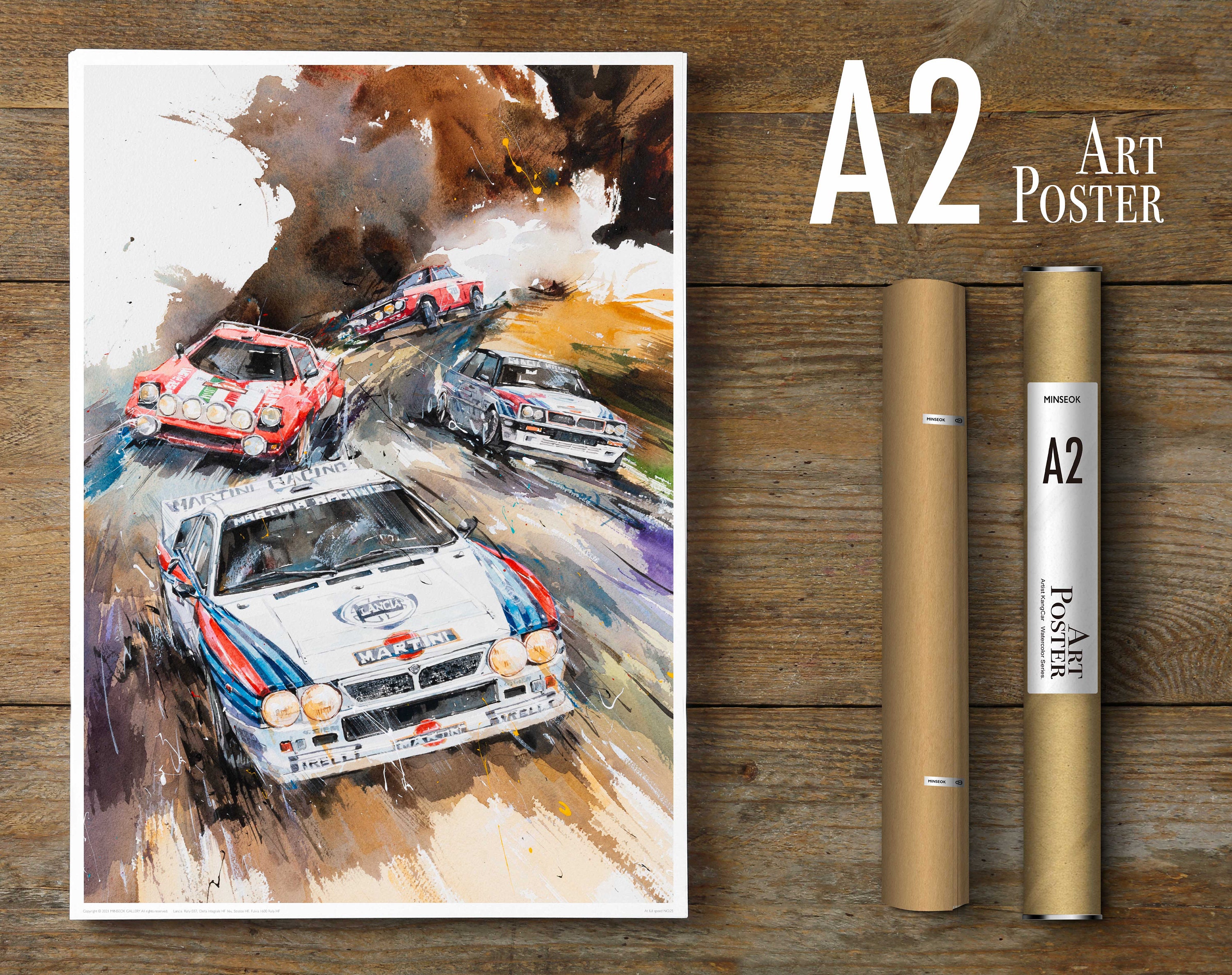 Car Posters Vintage Lancia Rally Sports Cars, Garage Decor, Automobile ...