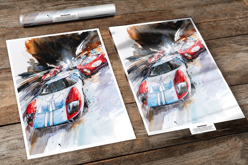Car Posters Dynamic Vintage Ford and Ferrari Powerful Cool - Etsy