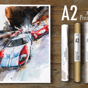 Car Posters Dynamic Vintage Ford and Ferrari Powerful Cool - Etsy