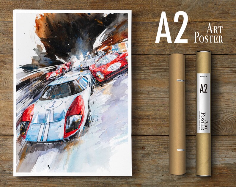 Car Posters Dynamic Vintage Ford and Ferrari Powerful Cool Supercars ...