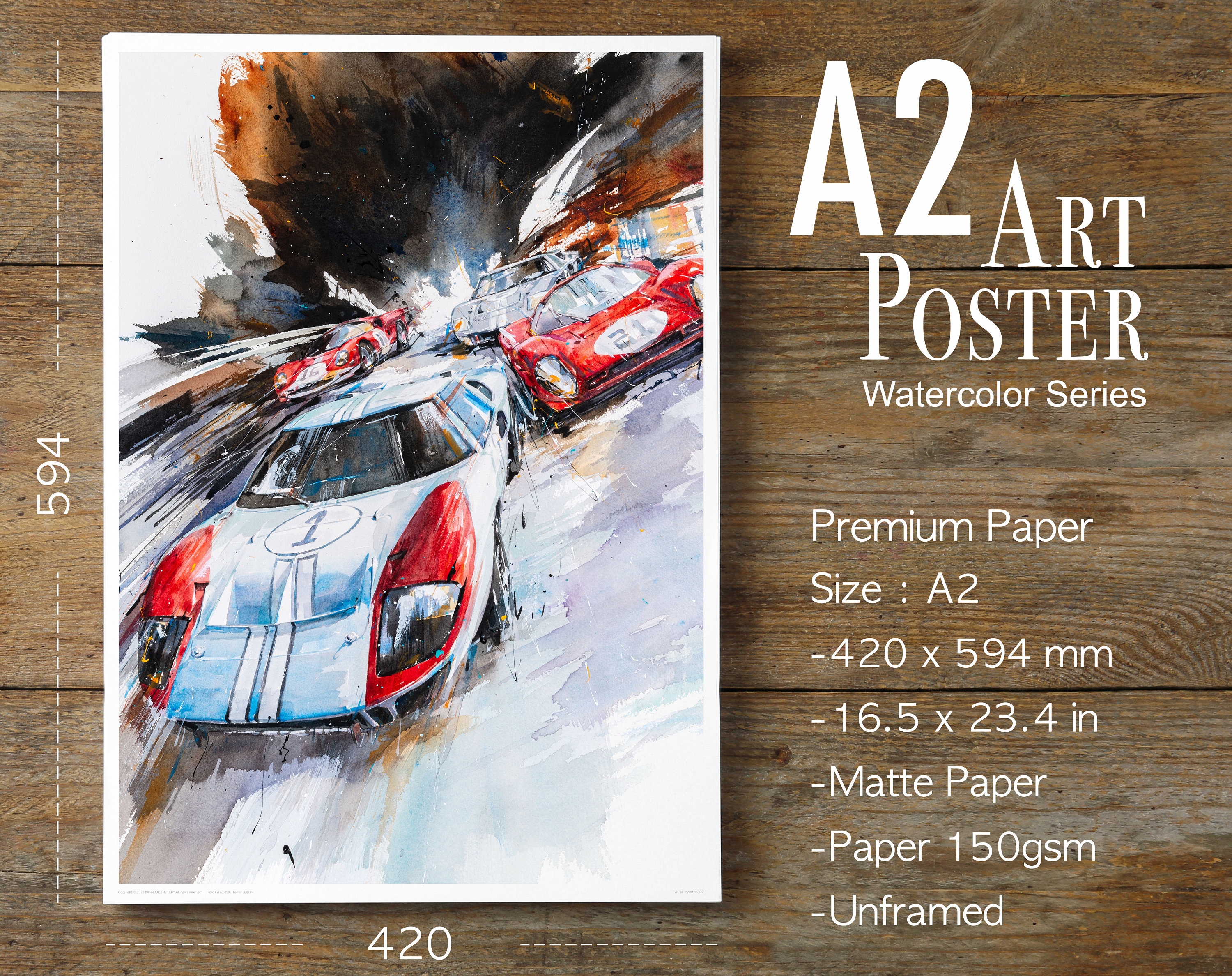 Car Posters Dynamic Vintage Ford and Ferrari Powerful Cool Supercars ...