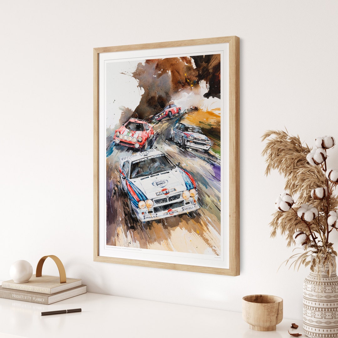 Car Posters Vintage Lancia Rally Sports Cars, Garage Decor, Automobile ...