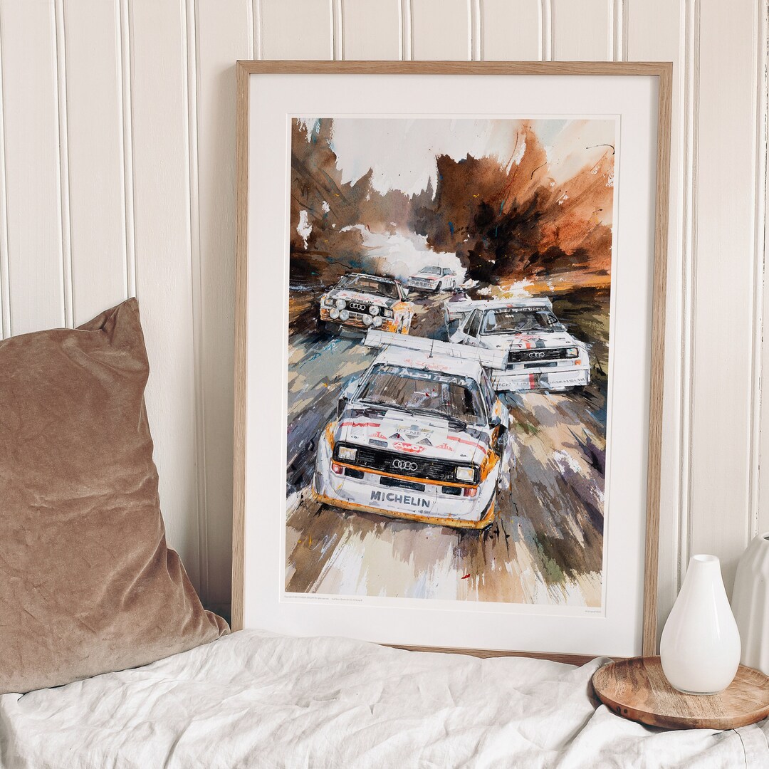 Vintage Rally Car Poster, Dynamic Sports Car Watercolor Art - Etsy