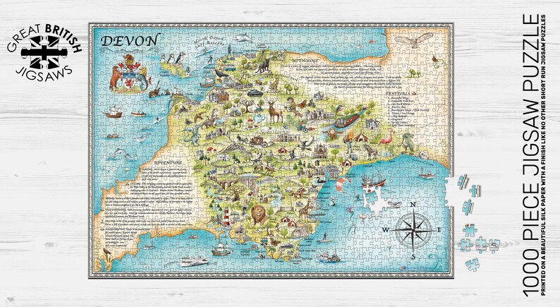 Map of Devon Jigsaw 1,000 Pieces - Etsy
