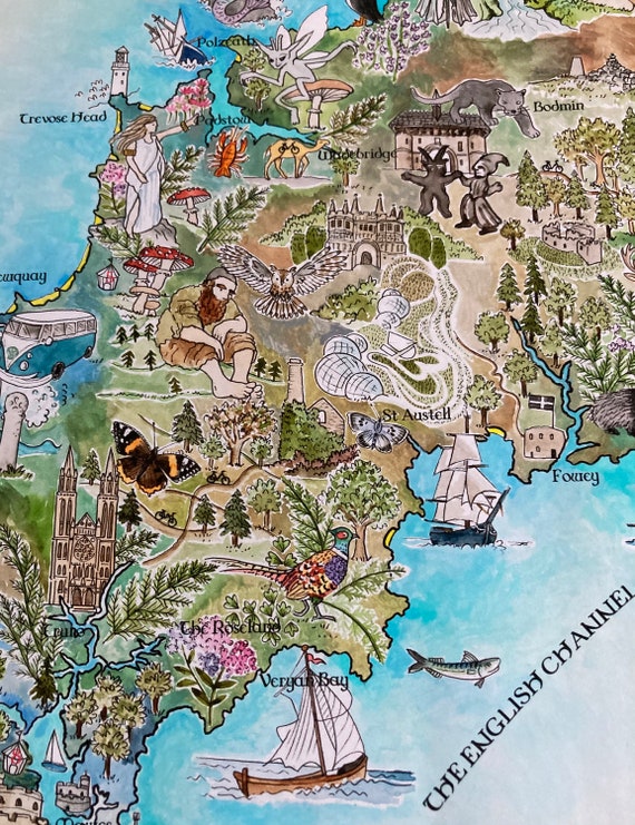 Map of Cornwall | Etsy UK