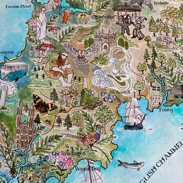 Maps Map of Cornwall - Etsy