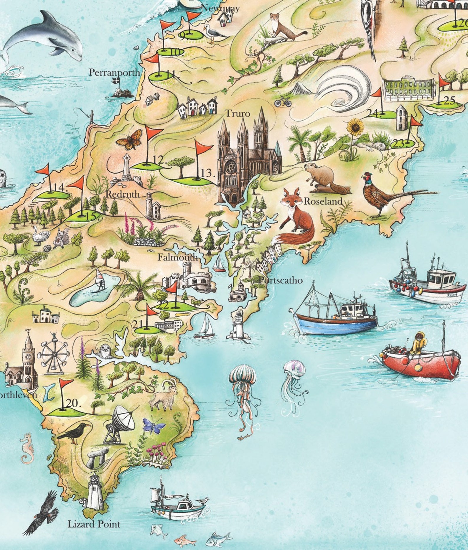 Map of Cornwall - Etsy UK