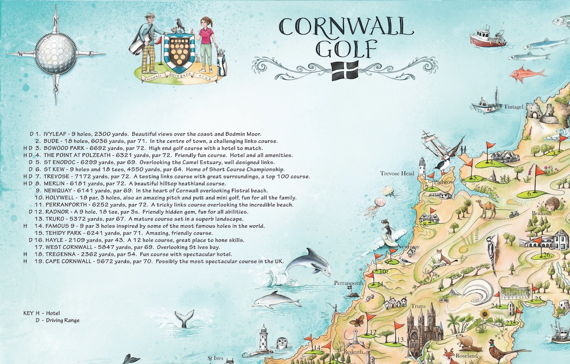 Map of Cornwall - Etsy UK
