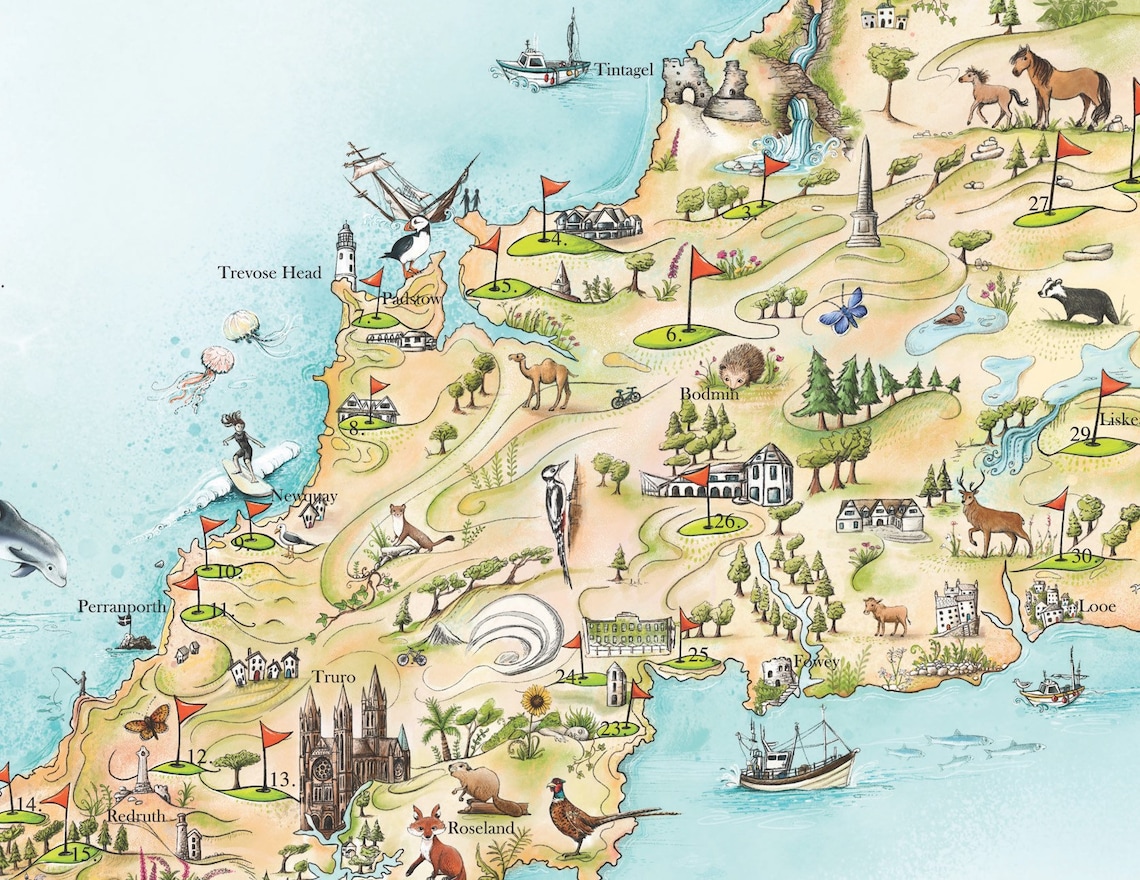 Map of Cornwall - Etsy Canada