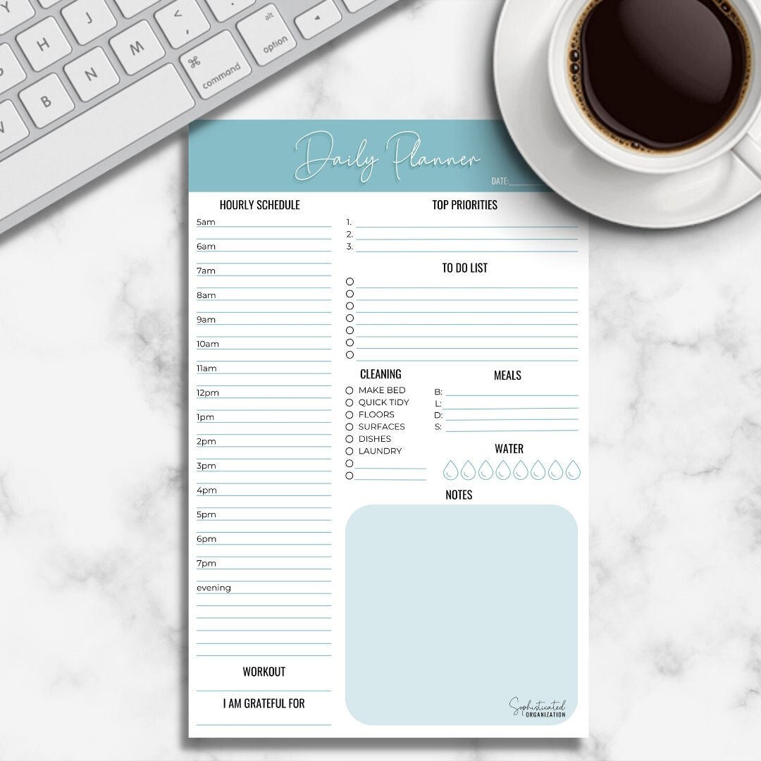 Organized Daily Planner Pad Tear off Pad, 50 Undated Sheets, Daily to ...