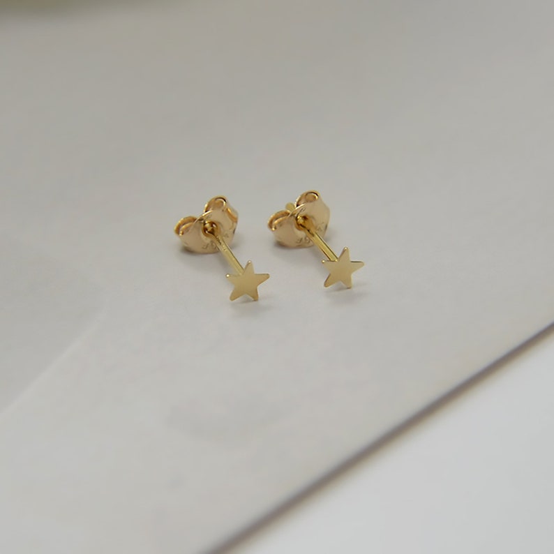 Dainty Tiny Star Stud Earrings Simple Small Studs 14k Gold - Etsy