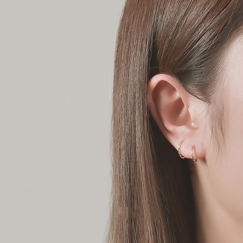 Twisted Small HOOP EARRINGS Tiny Cartilage Hoops Small - Etsy