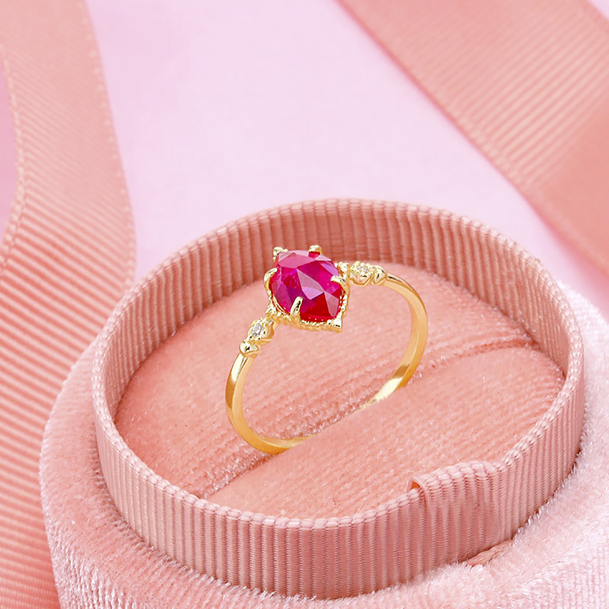 Ruby Ring Sterling Silver Ring 14K Gold Plated Ring Vintage - Etsy