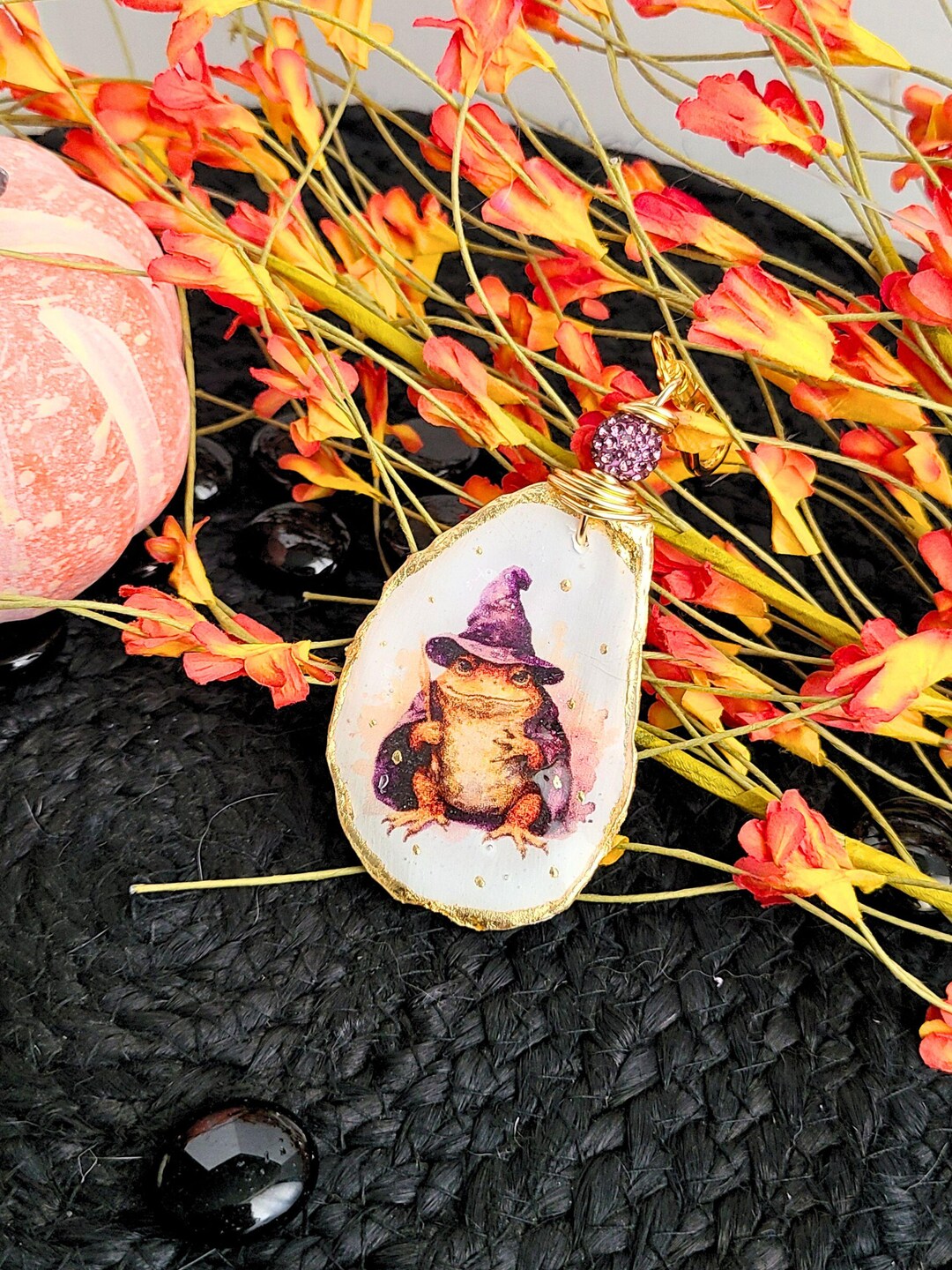 Magical Toad Art, Oyster Shell Accessory, Oyster Shell Art, Wizard Toad ...